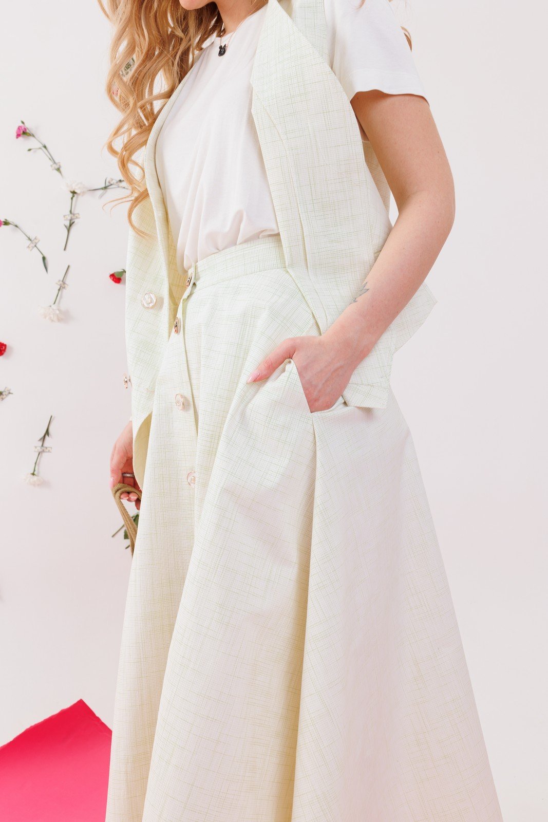 Костюм с юбкой 350-1 молочно-зеленый NikVa купить в интернет магазине | в наличии